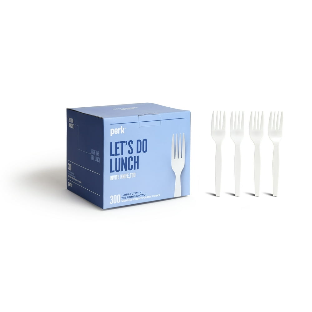 Perk Plastic Fork Medium-Weight White PK56401 - Walmart.com - Walmart.com