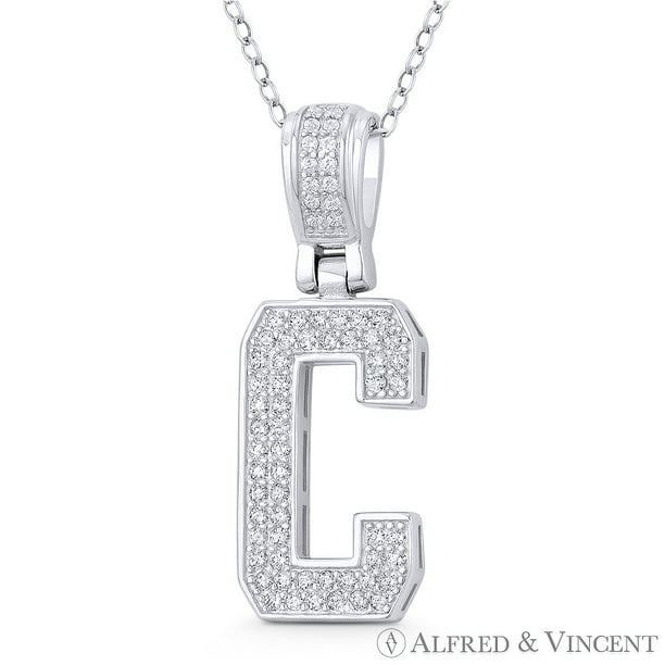 Alfred And Vincent Initial Letter C Block Script Cubic Zirconia