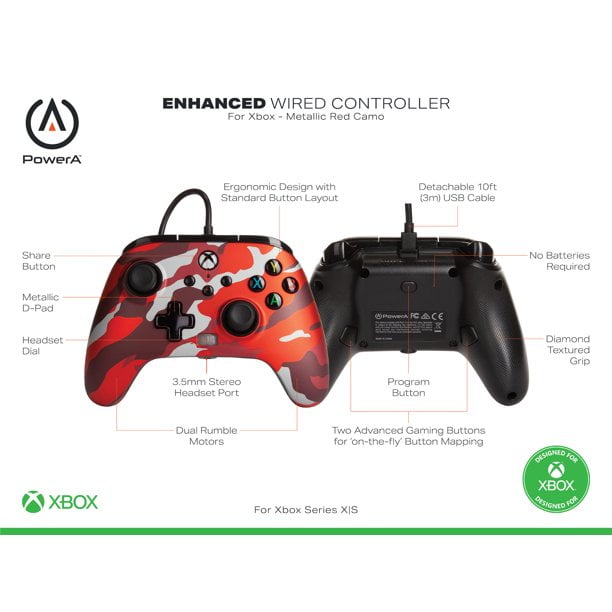 Buy PowerA Enhanced Wired Controller | Xbox Series X|S | Metallic Red ...