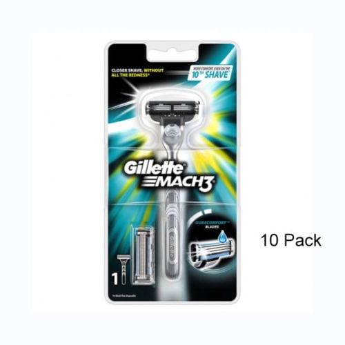 10 x Gillette Mach3 Razor Handle with 1 Cartridge fits Turbo & Mach 3 ...