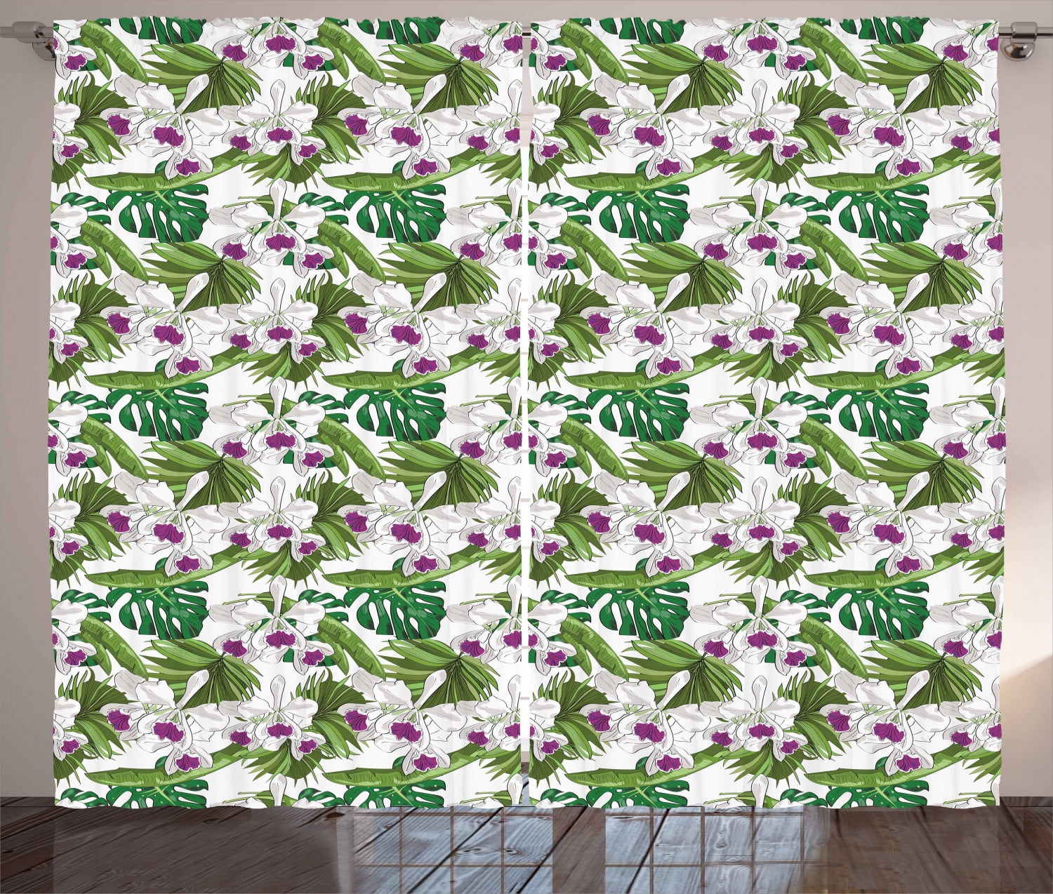 Orchids Curtains 2 Panels Set, Alstroemeria Wild Flowers Tropical ...