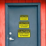 Classic Framed Plus Caution Door Opens Outwards Wall or Door Sign ...