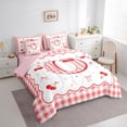 Catabedysis Red Cherry Pattern 7-Piece King Bedding,Cute Bows Alphabet ...