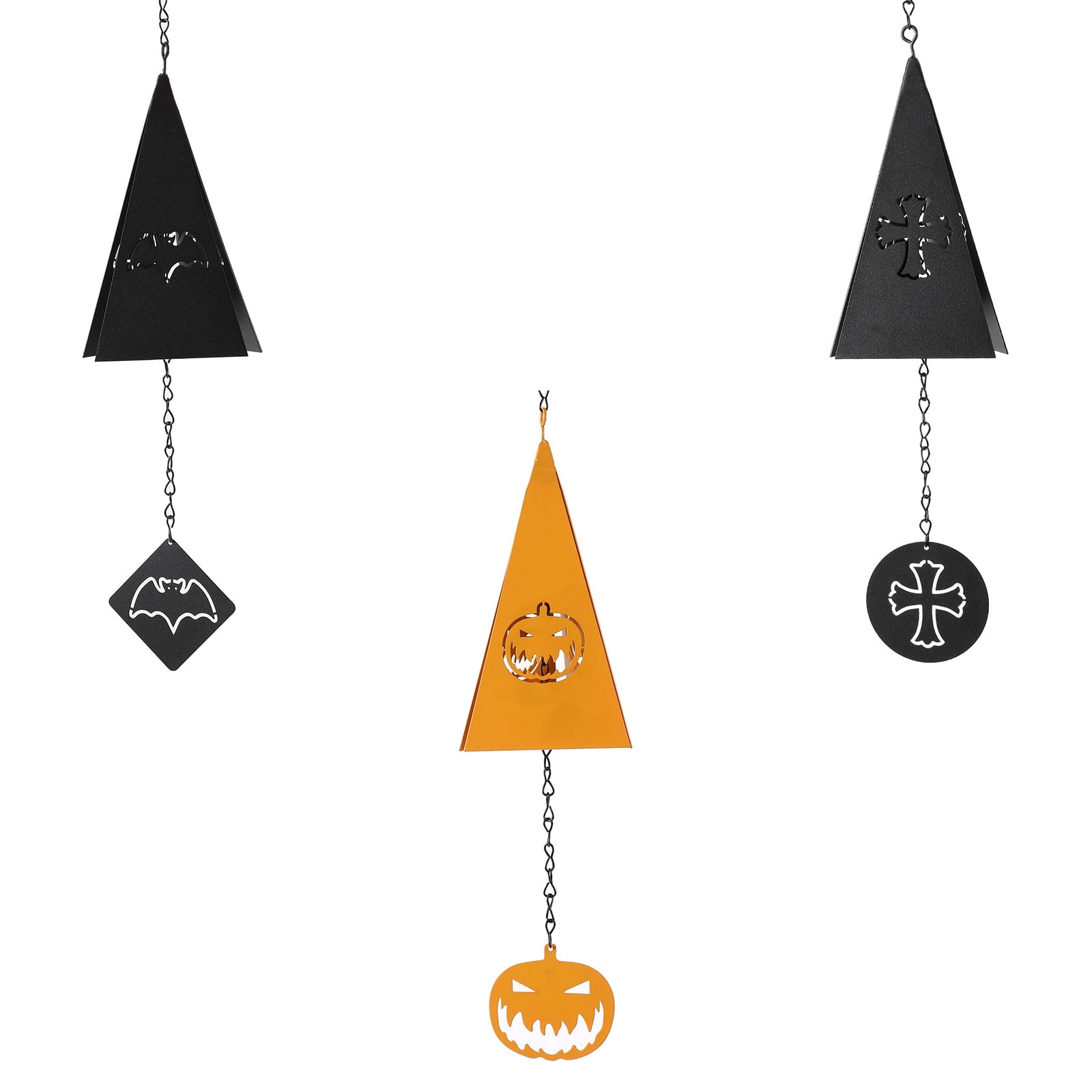 Th Halloween Iron Made Decoration Triangle Wind Chime Pendant1pcsblack ...