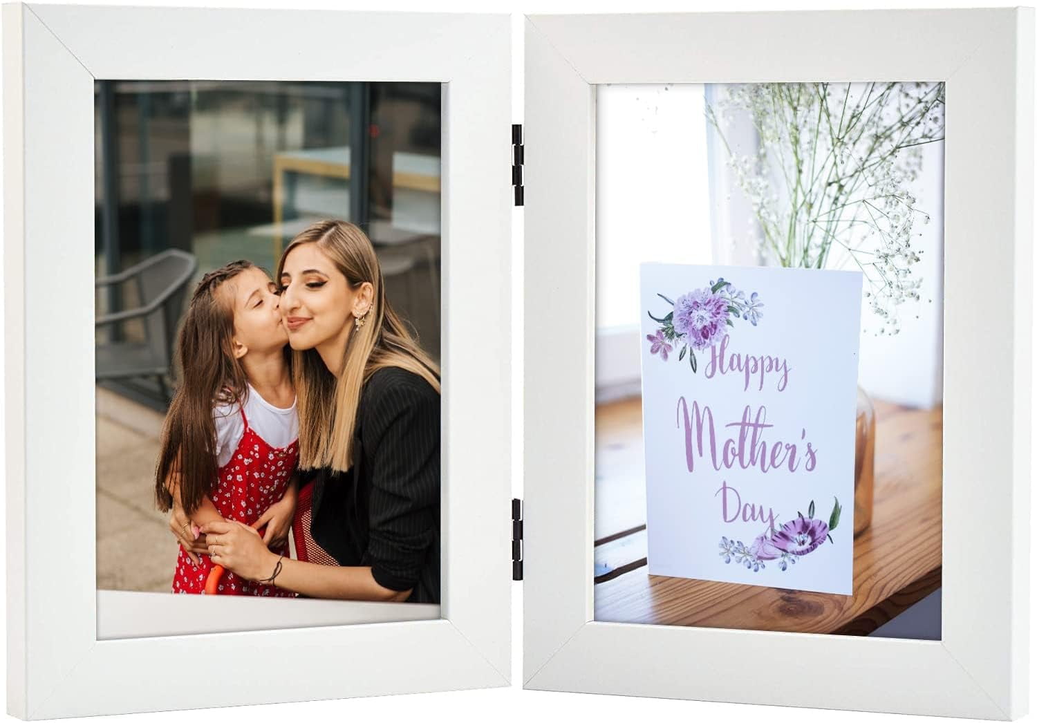 Frametory, 5X7 Double Picture Frame Hinged Photo Frames Two Folding ...