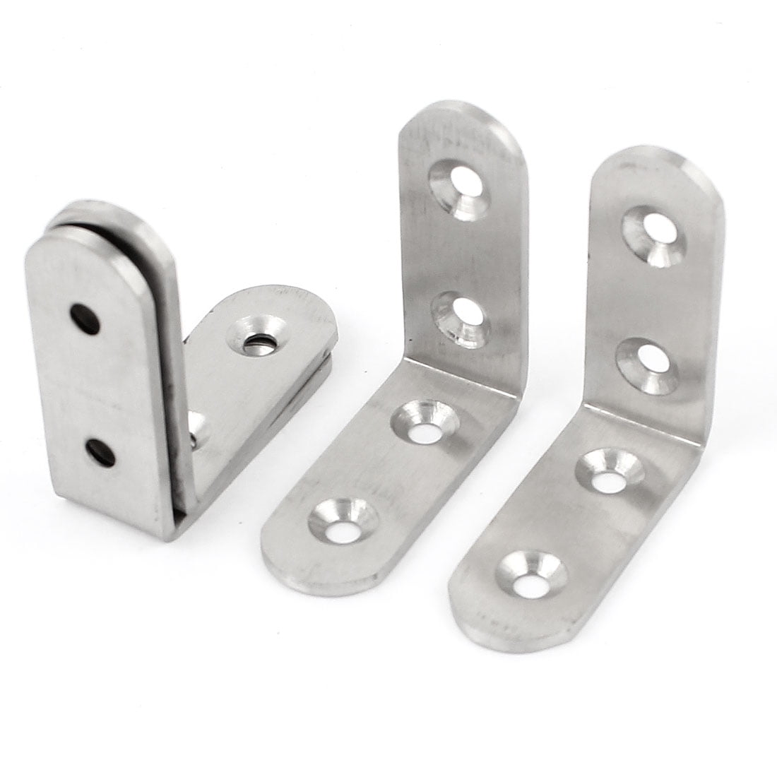 4 Pcs Silver Tone 4 Holes L Shaped Angle Corner Bracket Fastener 50mm x ...