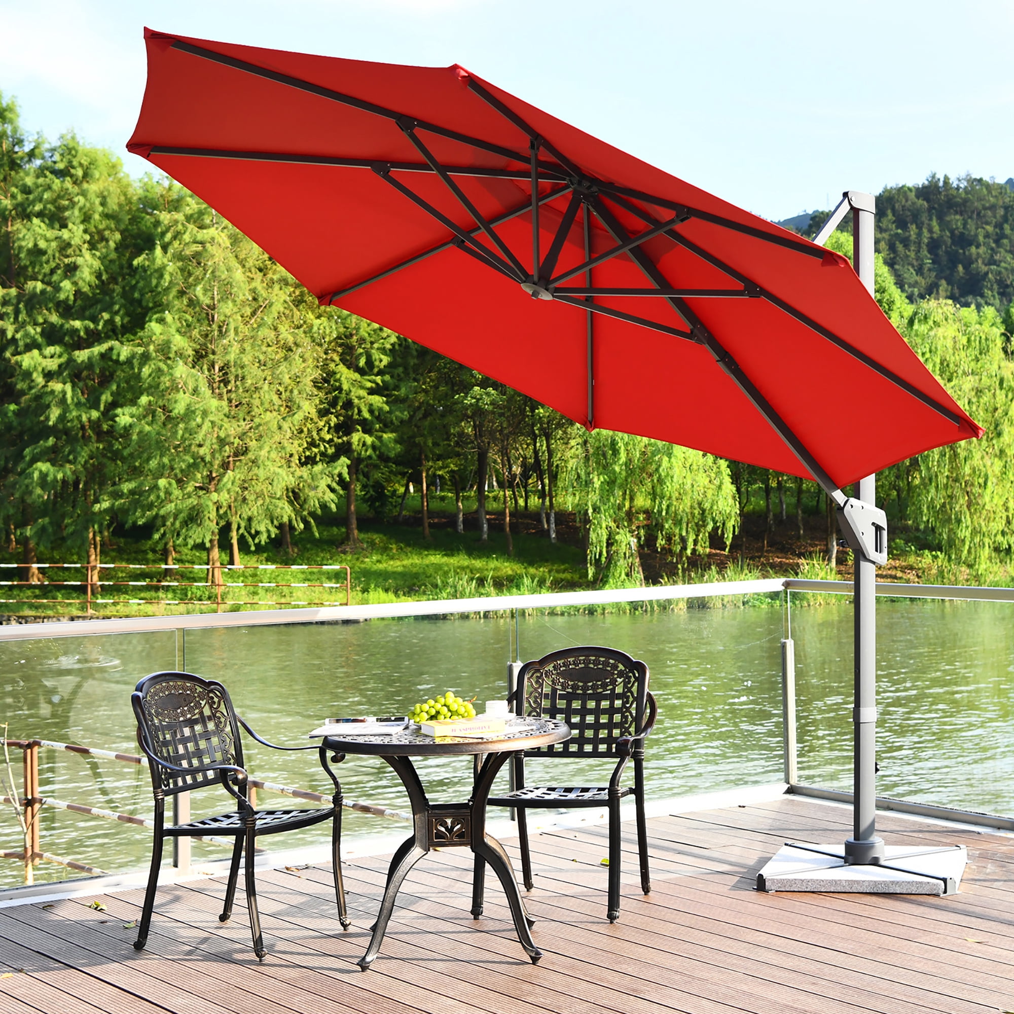 Click here for Costway 11ft Patio Offset Umbrella Cantilever Rota... prices