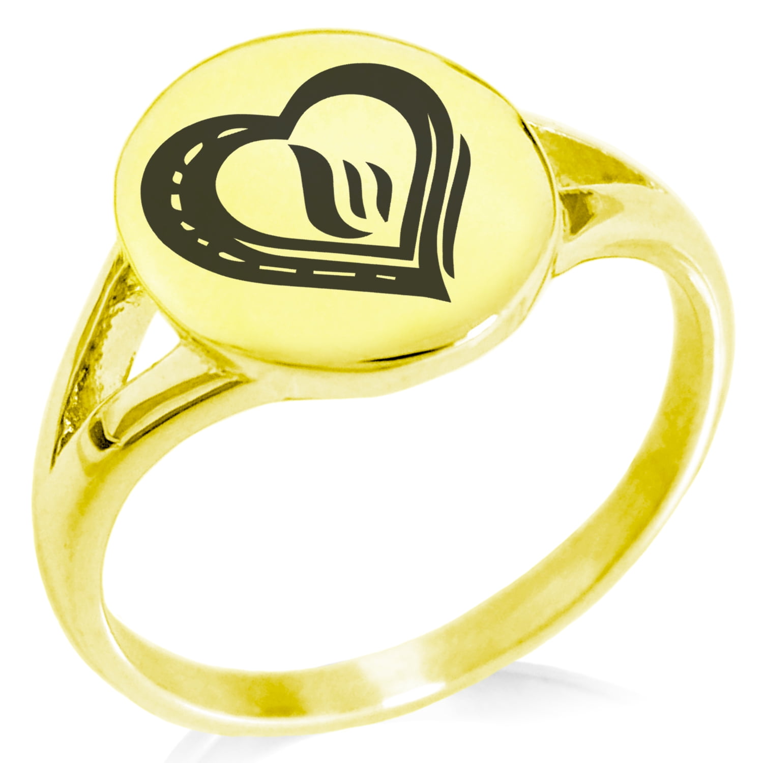 Stainless Steel Life Magic Rune Minimalist Oval Top Polished Statement ...