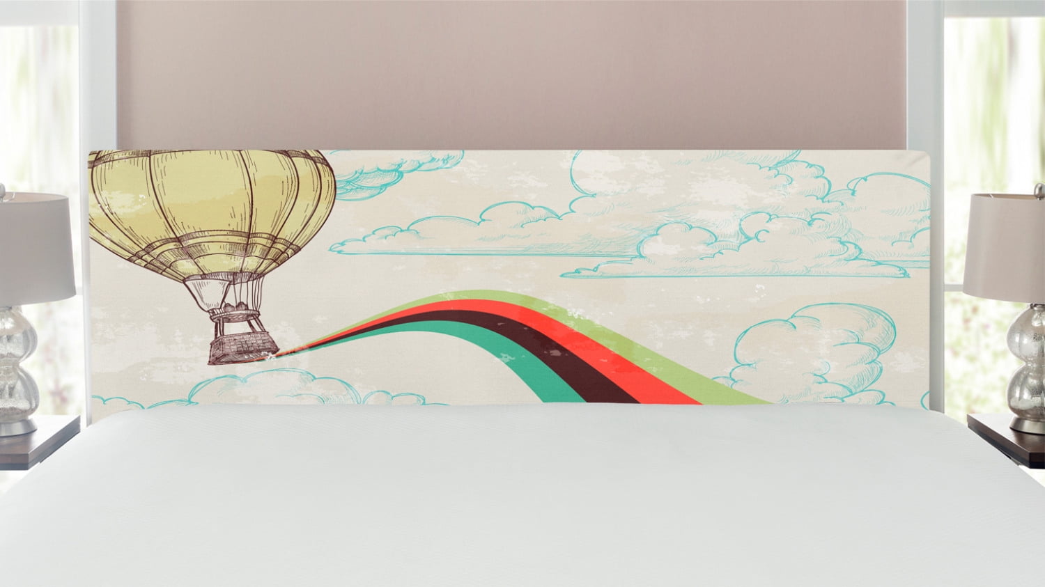 Vintage Headboard, Hot Air Balloon in Rainbow Destination Adventure ...