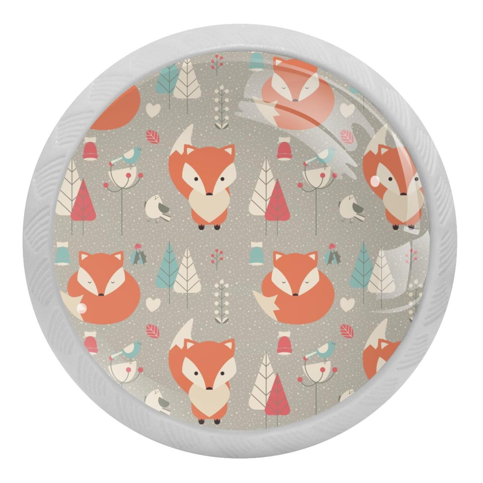 4PCS Round Fox Cabinet Fluorescence Knob Glowing in the Dark Furniture ...