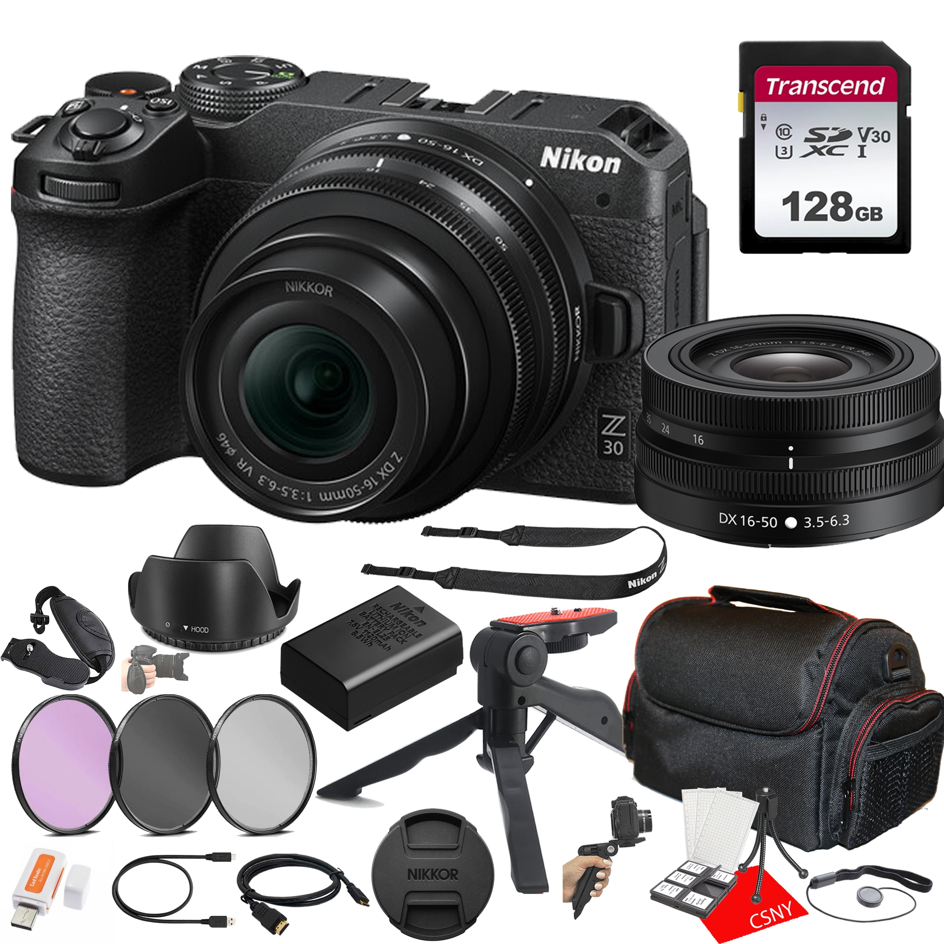 Nikon Z30 Mirrorless Camera with 16-50mm Lens + 128GB Memory + Case ...