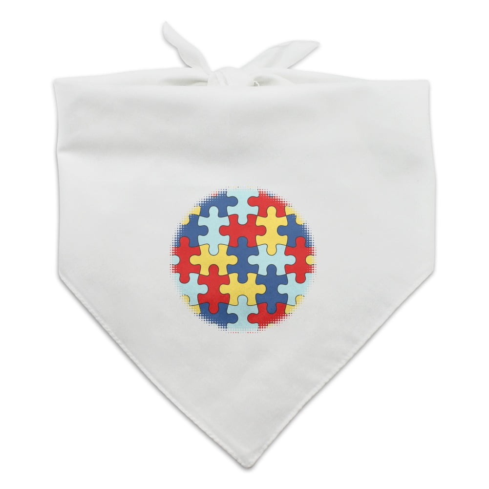 Autism Awareness Diversity Puzzle Pieces Dog Pet Bandana - White ...