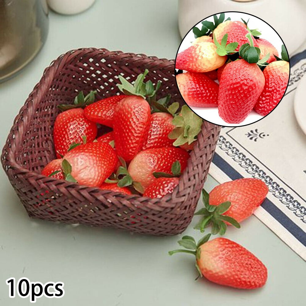 Artificial Strawberry Fake Fruit Party Kitchen House Decor Mini Fruit ...