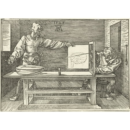 An Artist Draws A Lute, By Albrecht Durer, 1525, Print, Engraving ...