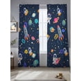 Cartoon Space Sheer Curtains 84 inches Long 2 Panels Set Rockets ...