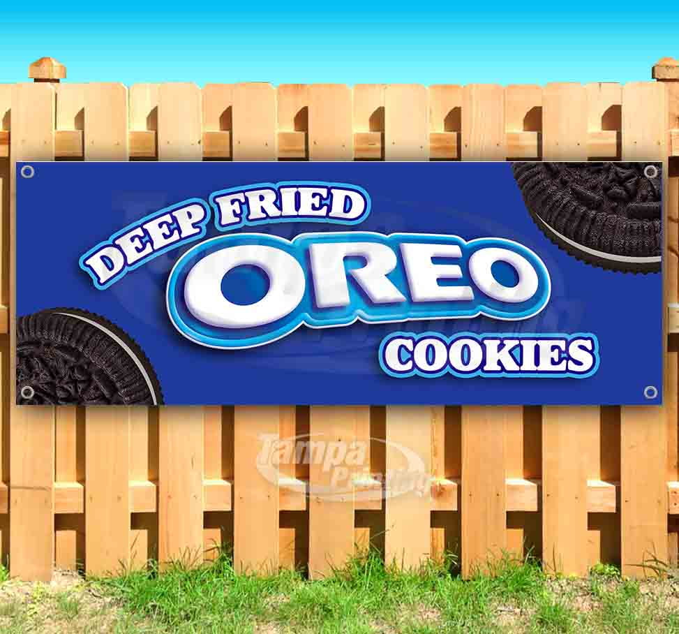 Deep Fried Oreo Cookies 13 oz heavy duty vinyl banner sign with metal ...