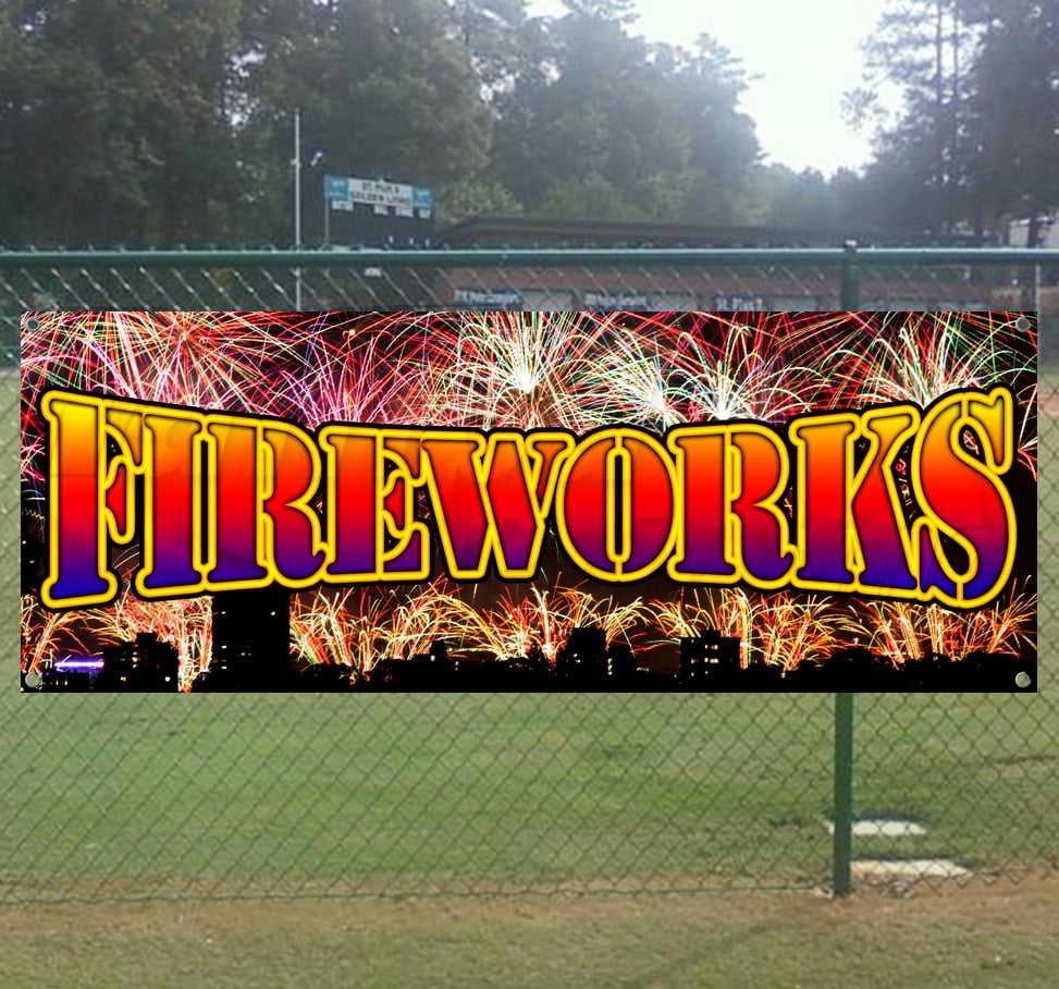 FIREWORKS 13 oz heavy duty vinyl banner sign with metal grommets, new ...
