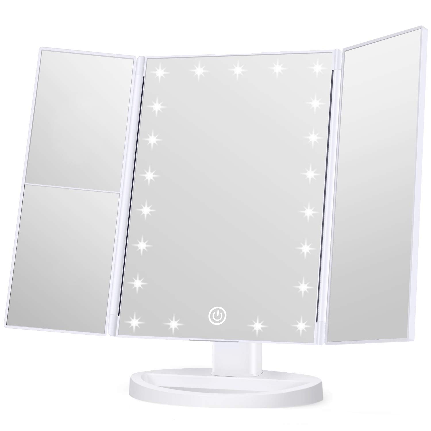 Portable Tri Fold Makeup Mirror Makeup 21 Led Vanity Mirror With Lights