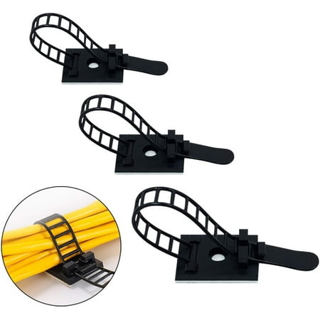 SICED 30 Pack Adhesive Cable Ties, Adjustable Nylon Cable Ties and ...