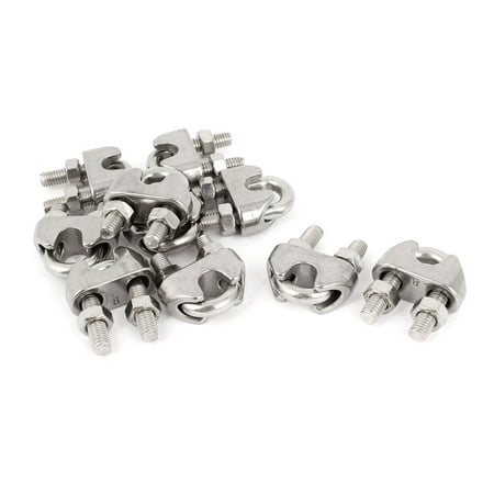 Unique Bargains 10pcs 8mm Stainless Steel Wire Rope Cable Clips Clamps ...