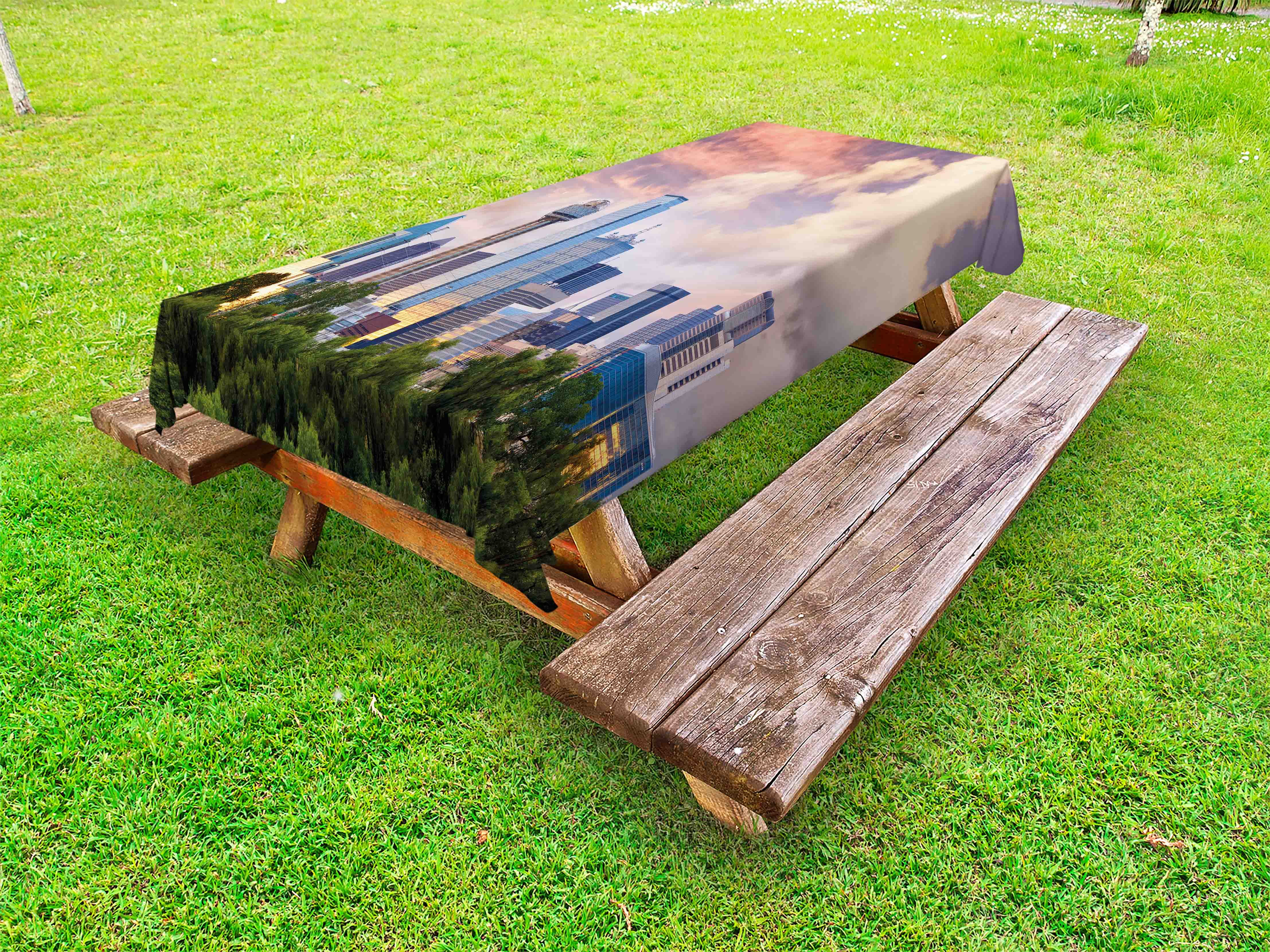 United States Outdoor Tablecloth, Dallas City Skyline at Sunset Clouds ...