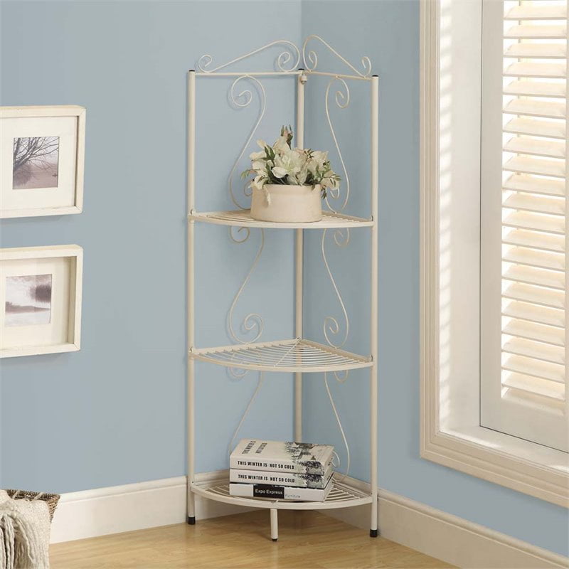 Monarch 3 Shelf Corner Metal Etagere in White - Walmart.com