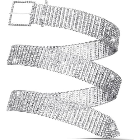 Women Rhinestone Belt Wide Glitter Waist Belt Glitter Belt with Buckle ...
