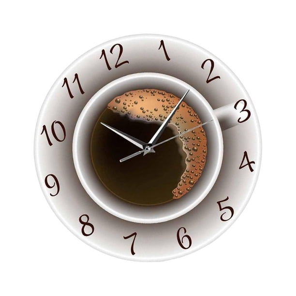 maskred Large Coffee Cup Wall Clocks 30cm Diameter Lightweight and Easy ...
