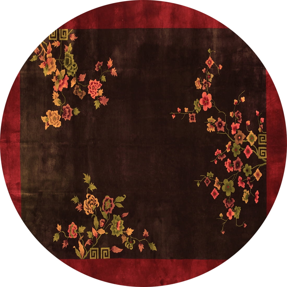 Ahgly Company Indoor Round Oriental Orange Asian Inspired Area Rugs, 6 ...