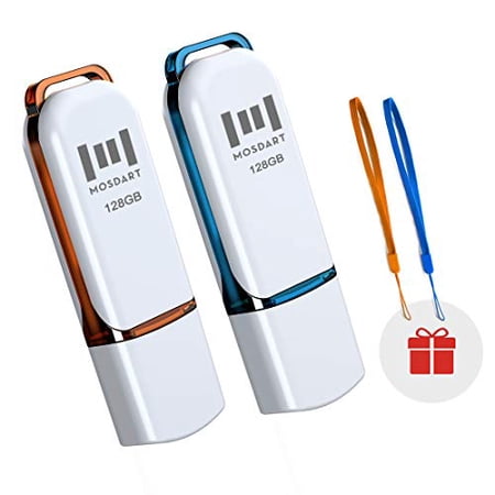 MOSDART 128GB USB 2.0 Flash Drive 2 Pack 128 GB exFAT Thumb Drives Jump ...