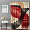 Bathroom Shower Curtain Abstract Black Red Geometric Art Waterproof ...