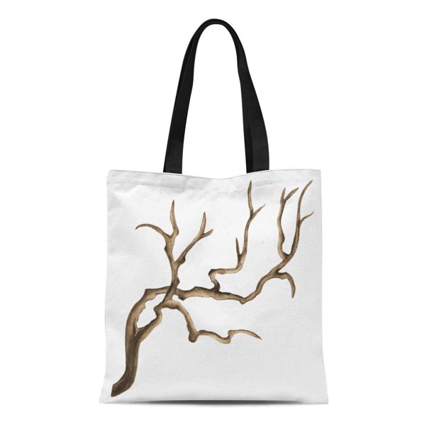JSDART Canvas Tote Bag Watercolor Bare Tree Snag Bough Driftwood Branch ...