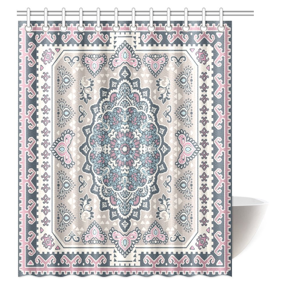 MYPOP Mandala Decor Shower Curtain, Vintage Turkish with Unique Leaf ...