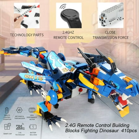 2.4G Remote Control Building Blocks Fighting Dinosaur DIY Dragon Toys ...