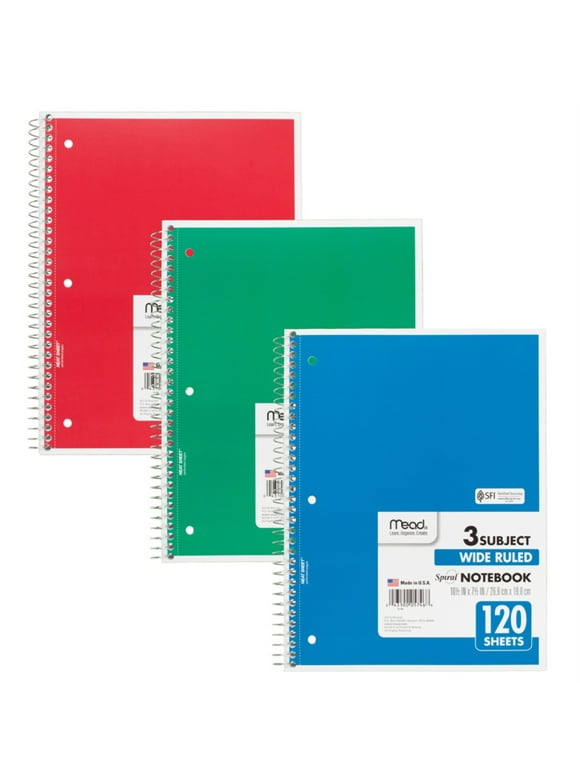 3-Subject Spiral Notebooks in Spiral Notebooks - Walmart.com