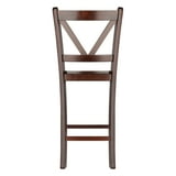 Winsome Wood Victor 2-Pc V-back Counter Stool Set, Walnut Finish ...