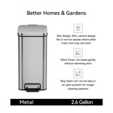 Better Homes & Gardens Stainless Steel Slim Step Trash Can, 2.6 Gallon ...