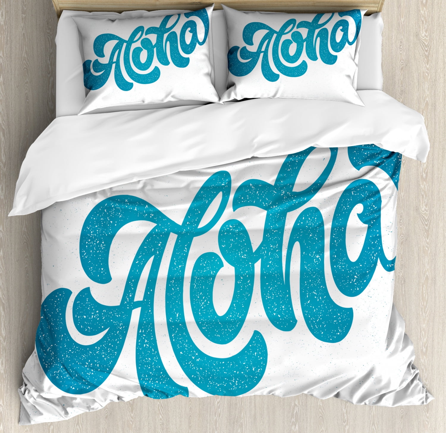 Aloha Duvet Cover Set Queen Size, Curvy Bold Hand Lettering ...