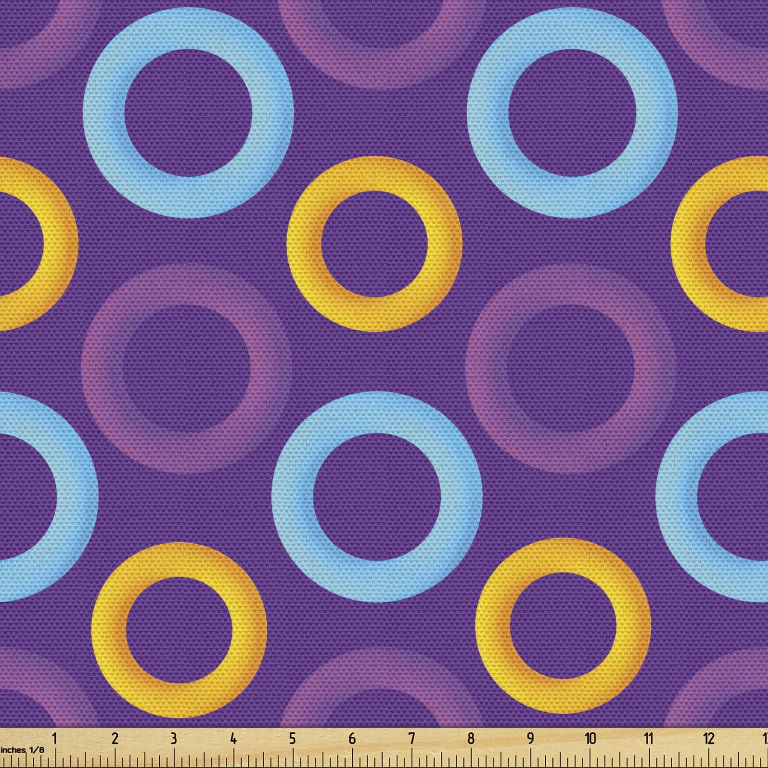 Abstract Fabric by the Yard, Continuous Geometrical Retro Ring Shapes ...