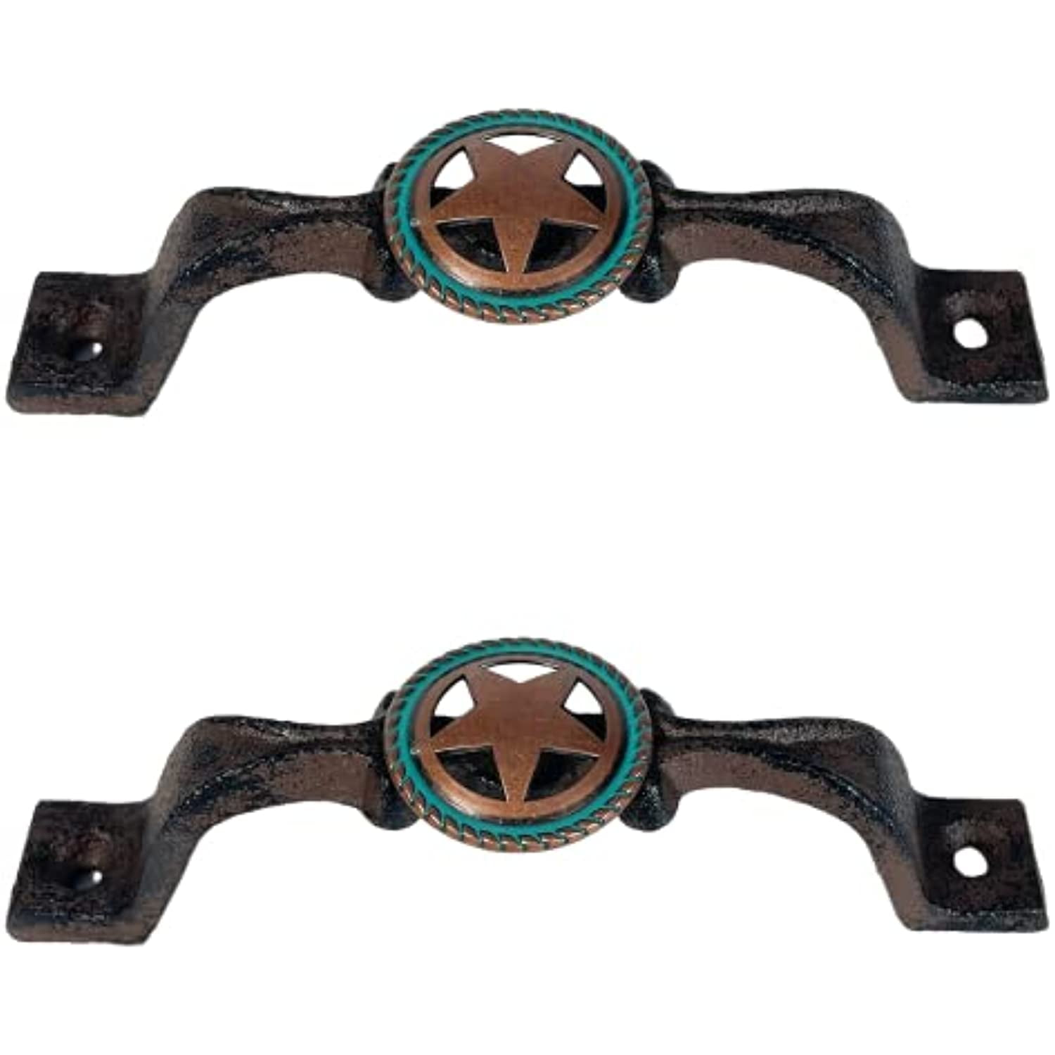 Urbalabs Teal Star Cutout Cast Iron Kitchen Cabinet Handles and Drawer ...