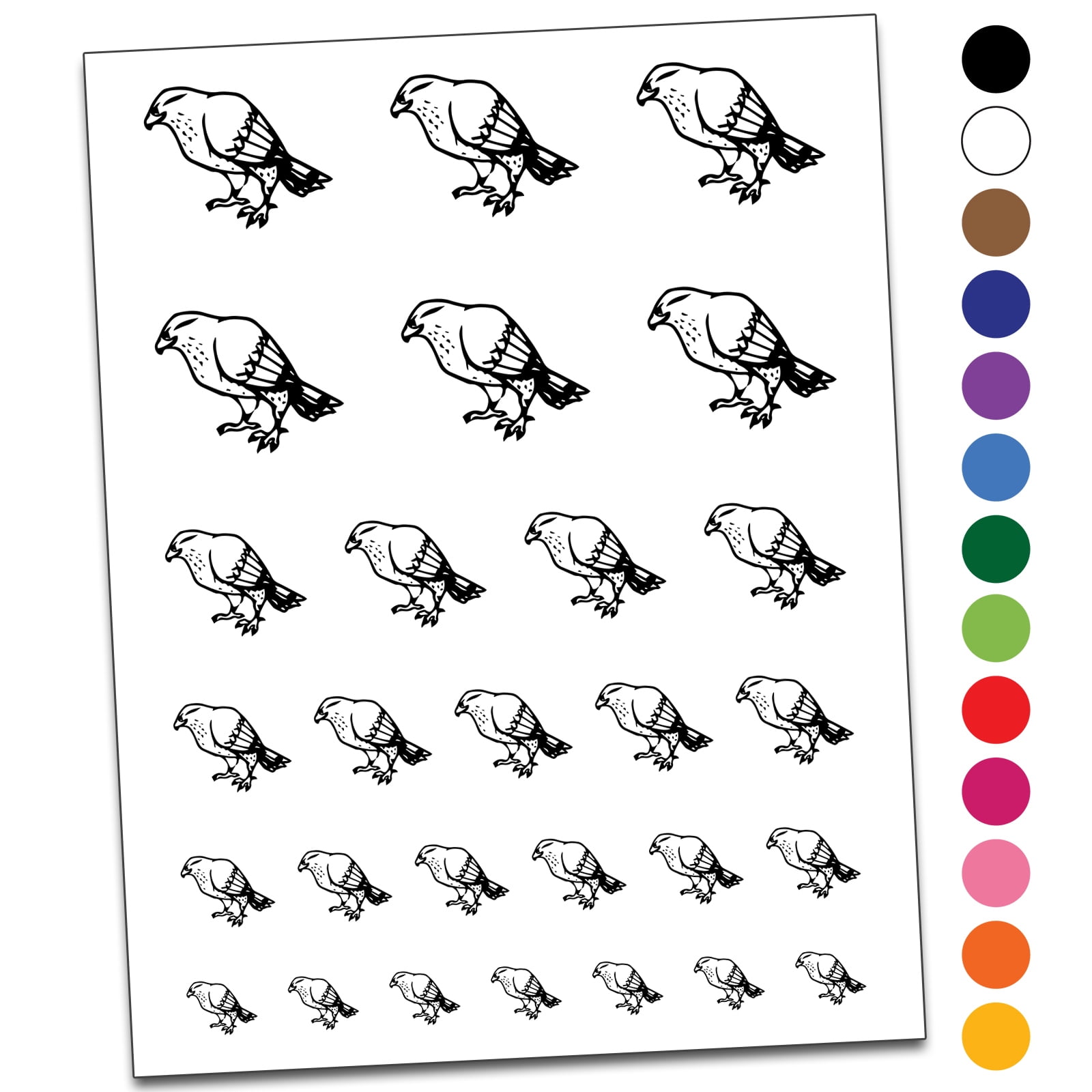 Standing Hawk Falcon Bird of Prey Water Resistant Temporary Tattoo Set ...