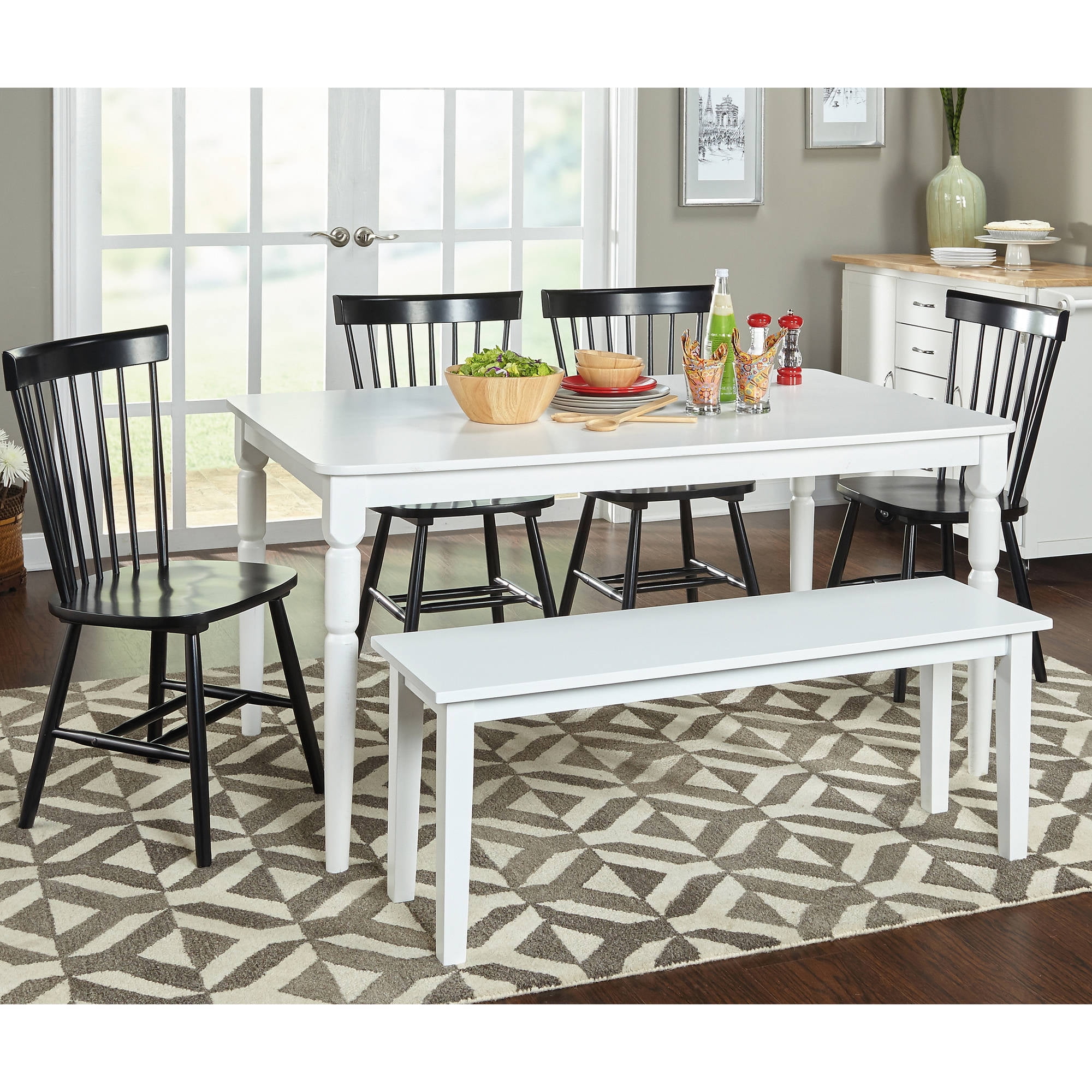 Venice 6-Piece Dining Set with bench, Multiple Colors - Walmart.com