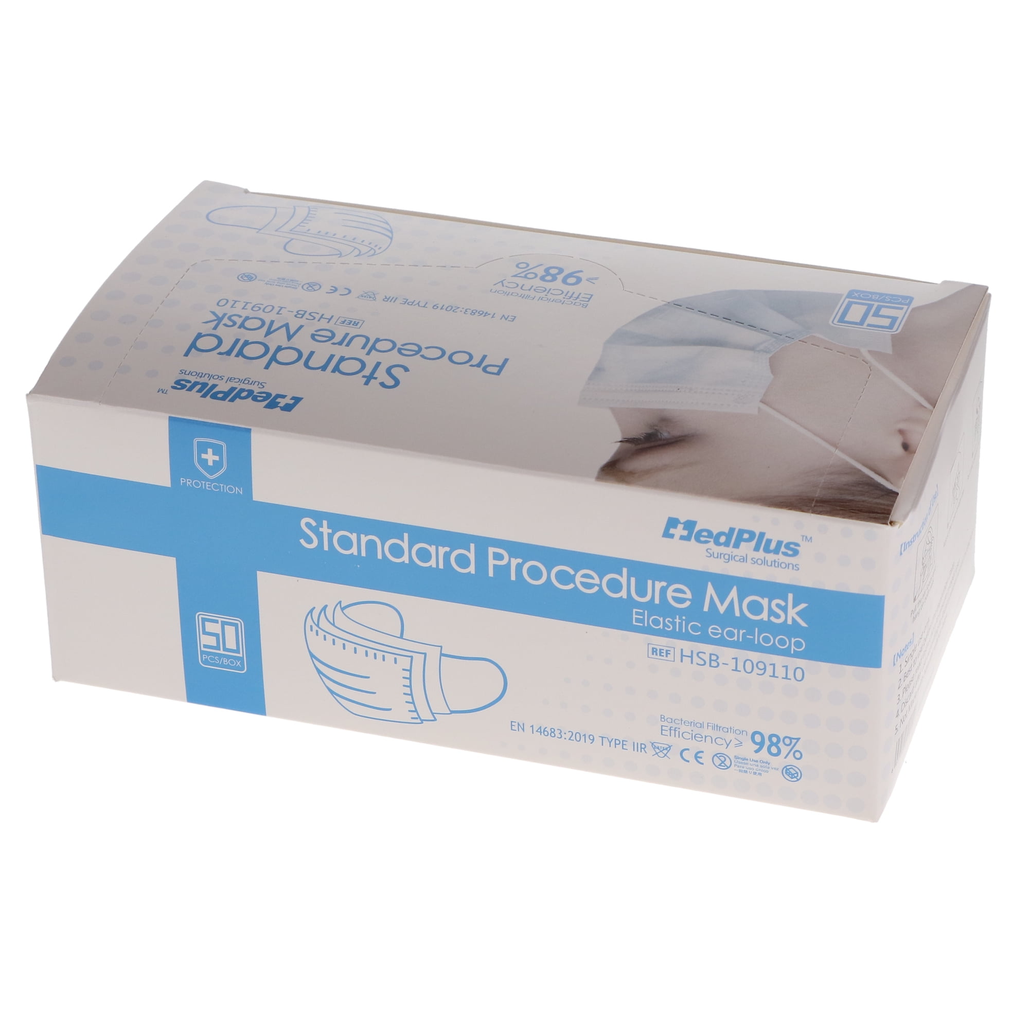 MedPlus Earloop 3-PLY Face Masks Blue 50/Bx - Walmart.com