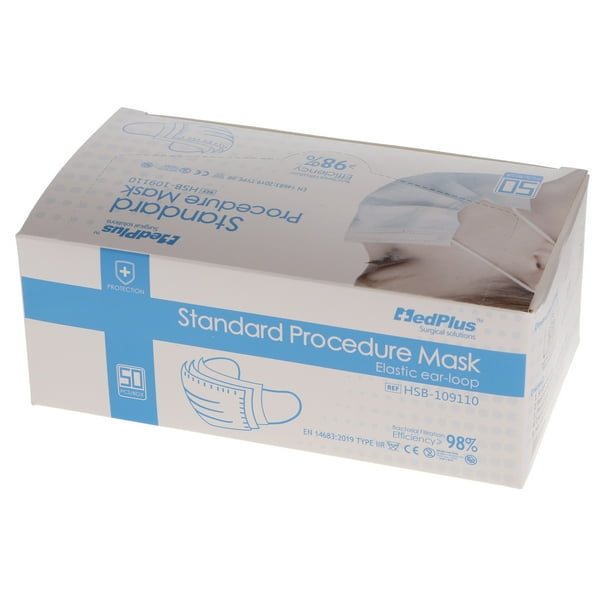 MedPlus Earloop 3-PLY Face Masks Blue 50/Bx - Walmart.com