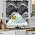Black Gray Swag Curtain Valance for Window 2 Panels Geometric Abstract ...