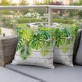 2 Pack Outdoor Waterproof Throw Pillow Covers,Summer Green Palm Leaf ...