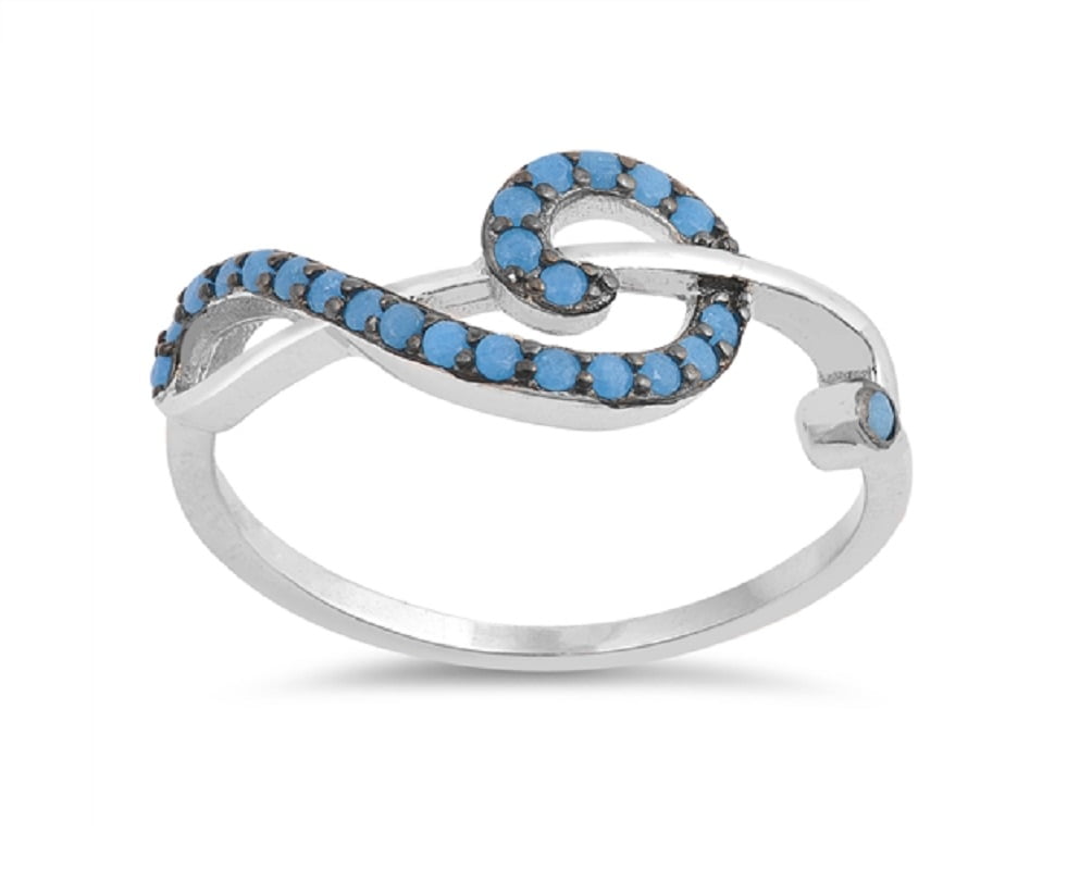 Simulated Turquoise Sideway Treble Clef Ring Sterling Silver - Walmart.com