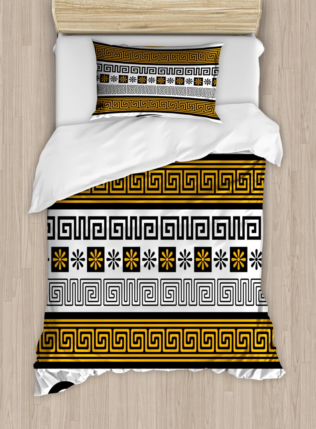 Greek Key Twin Size Duvet Cover Set, Neoclassical Borders Collection ...