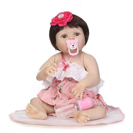 Rebirth doll 57cm realistic full body silicone baby girl oft touch bebe ...