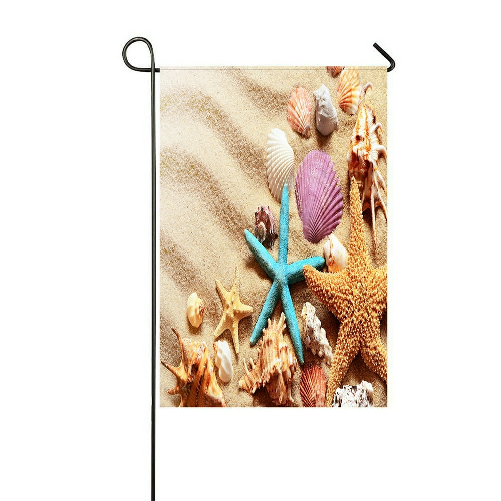 ECZJNT Seashells on a summer beach sand Outdoor Flag Home Party Garden ...